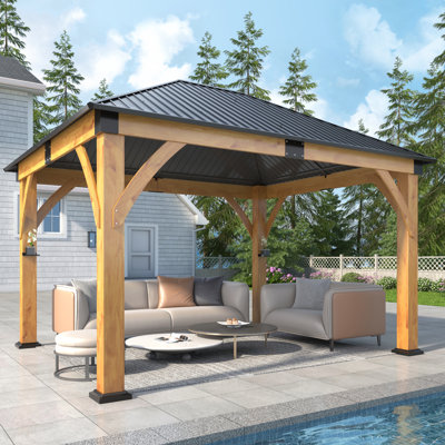 Gartoo Outdoor Spruce Wood Hardtop Gazebo, Heavy-Duty Gartoo Outdoor Spruce Wood Hardtop Gazebo, Heavy-Duty